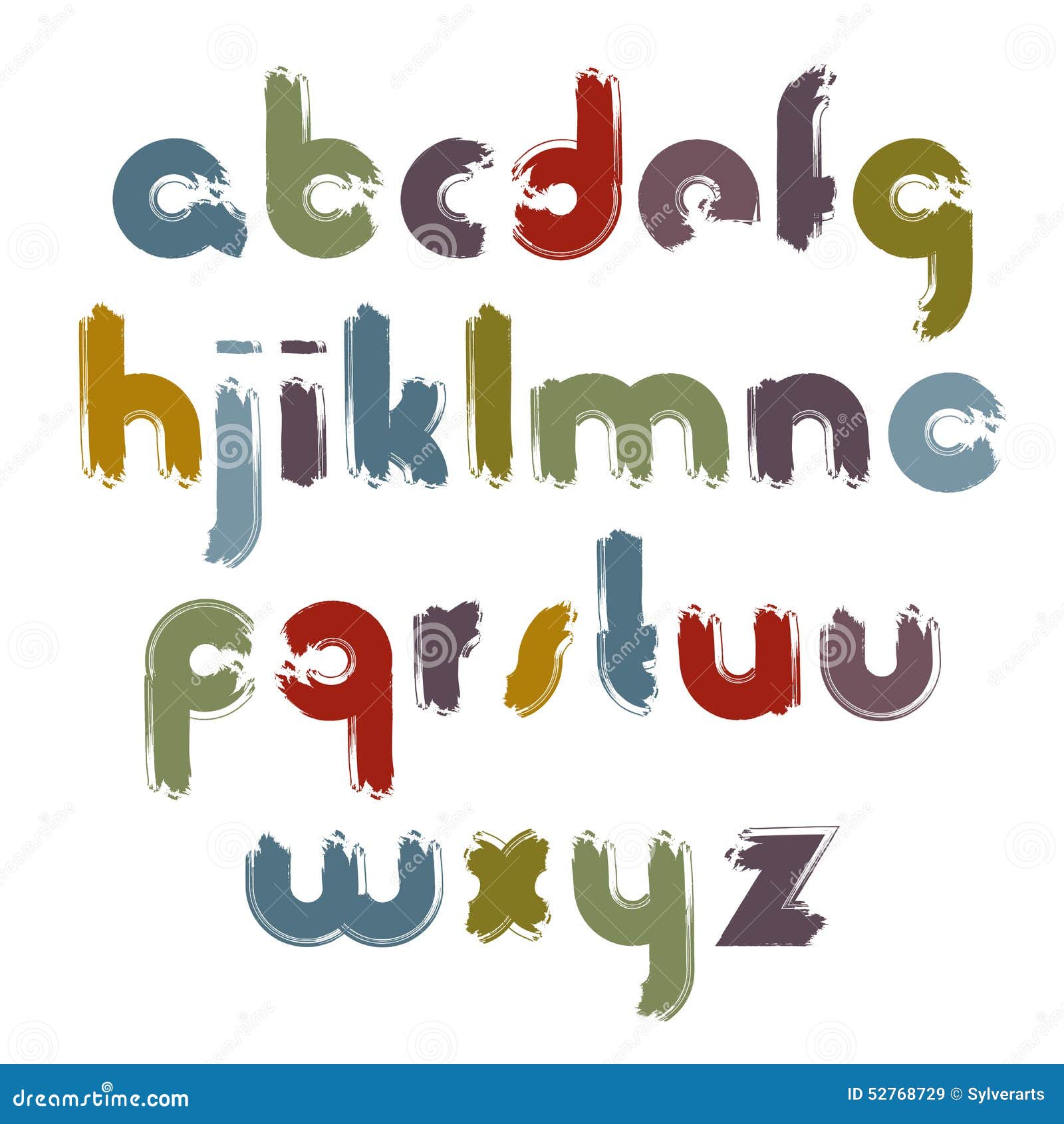 Vector Painted Alphabet Letters Set, Hand-drawn Colorful Script, Stock ...