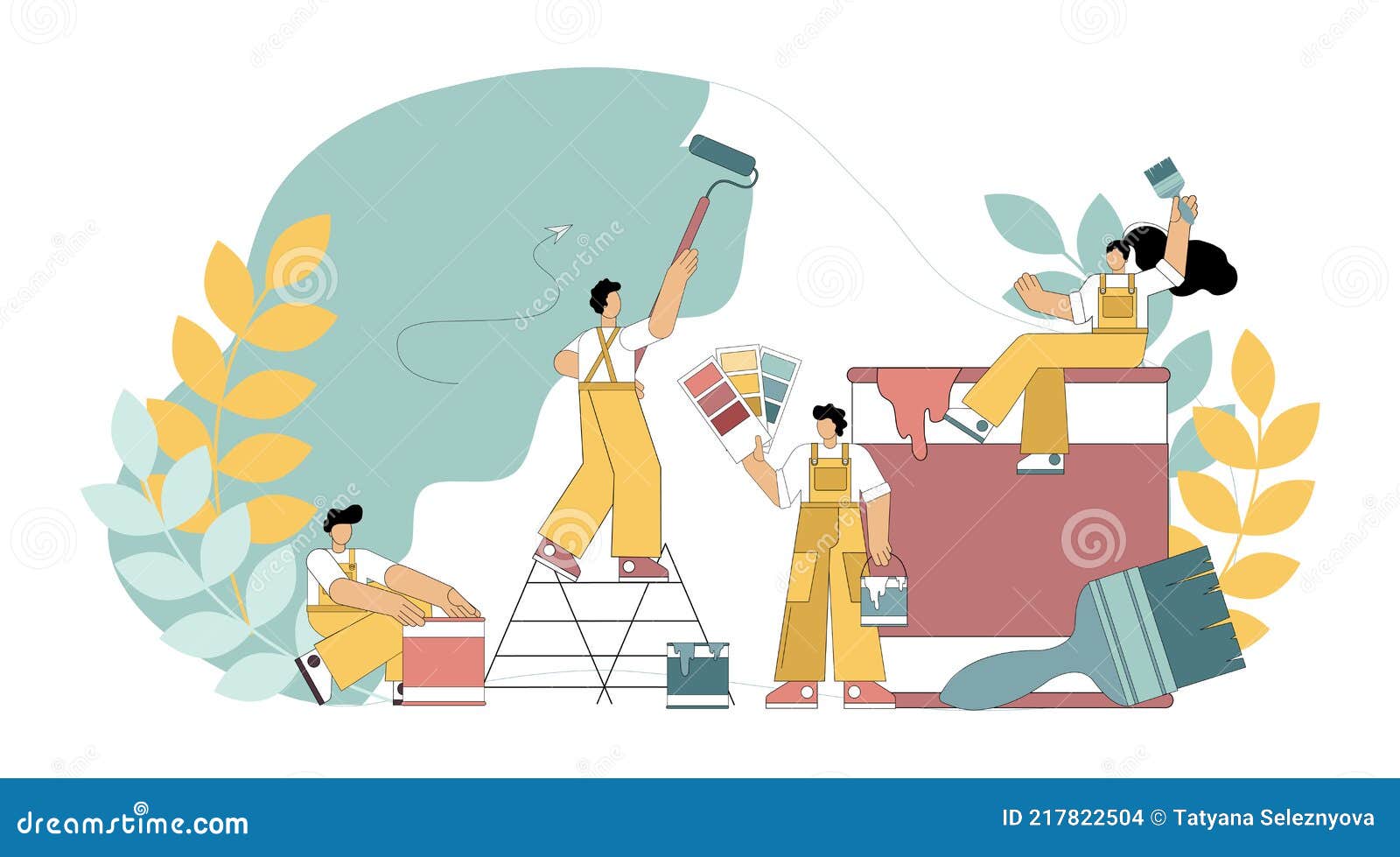 Painters At Work Painting With Brush Vector Silhouette. Royalty-Free ...