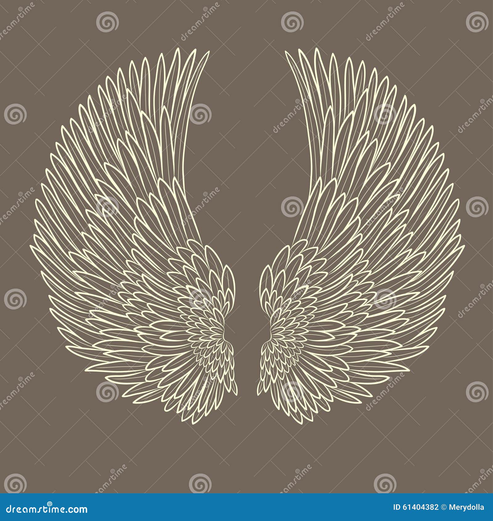 Vector Pair of Angel Wings in Contour Stock Vector - Illustration of ...