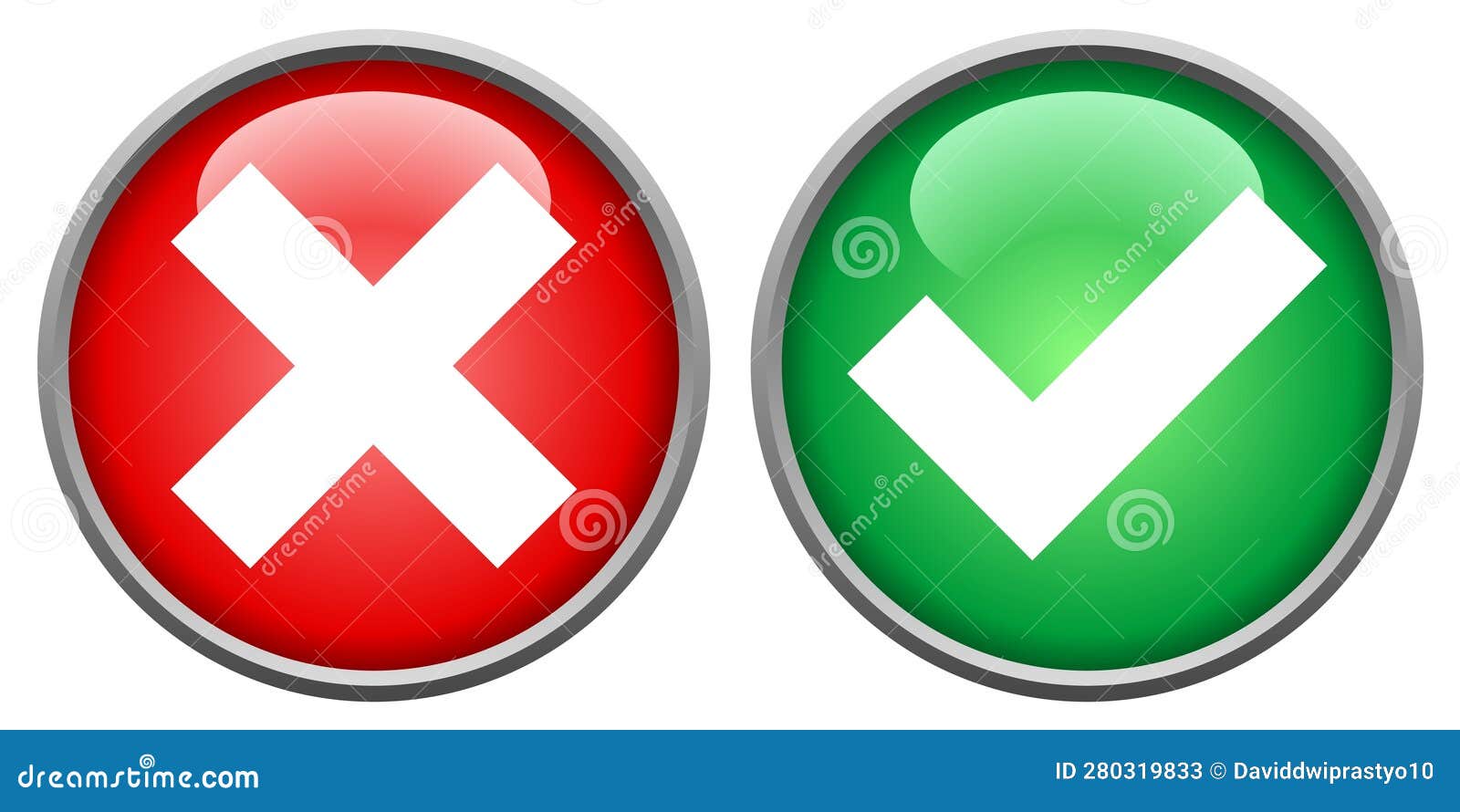 Vector Pair of Cross and Tick Buttons Stock Vector - Illustration of ...