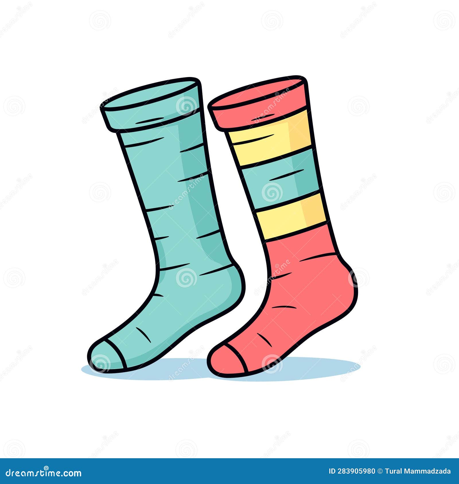 Vector of a Pair of Socks Side by Side, Isolated on a White Background ...
