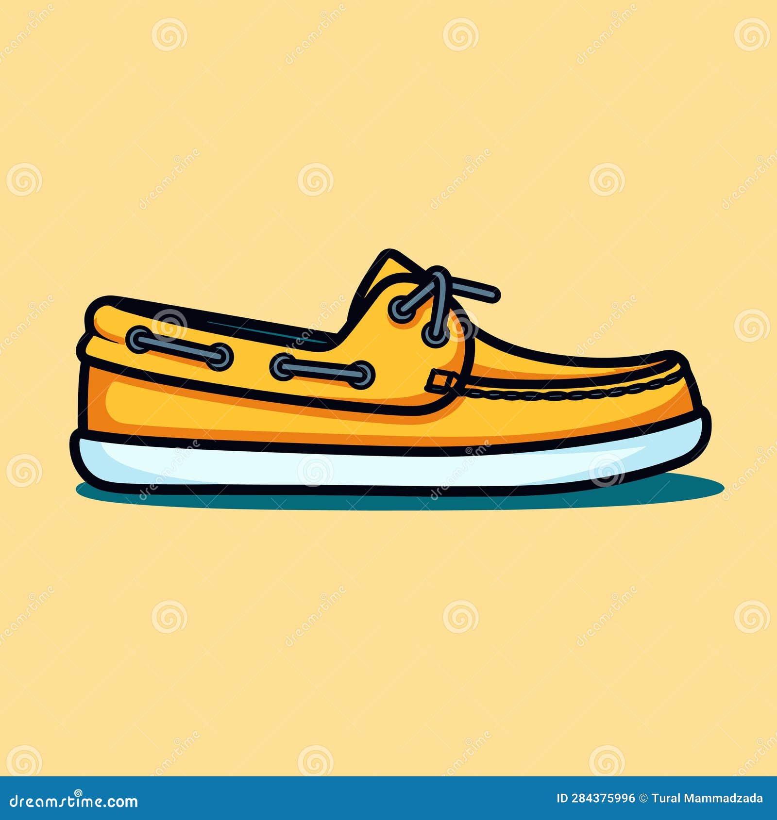 Vector of a Pair of Vibrant Yellow Shoes on a Matching Yellow ...