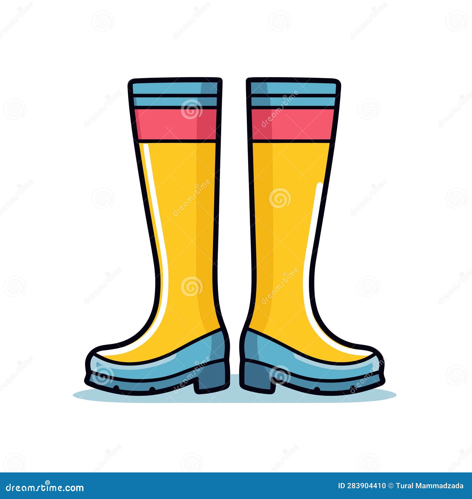 Vector of a Pair of Yellow Rain Boots on a White Background Stock ...