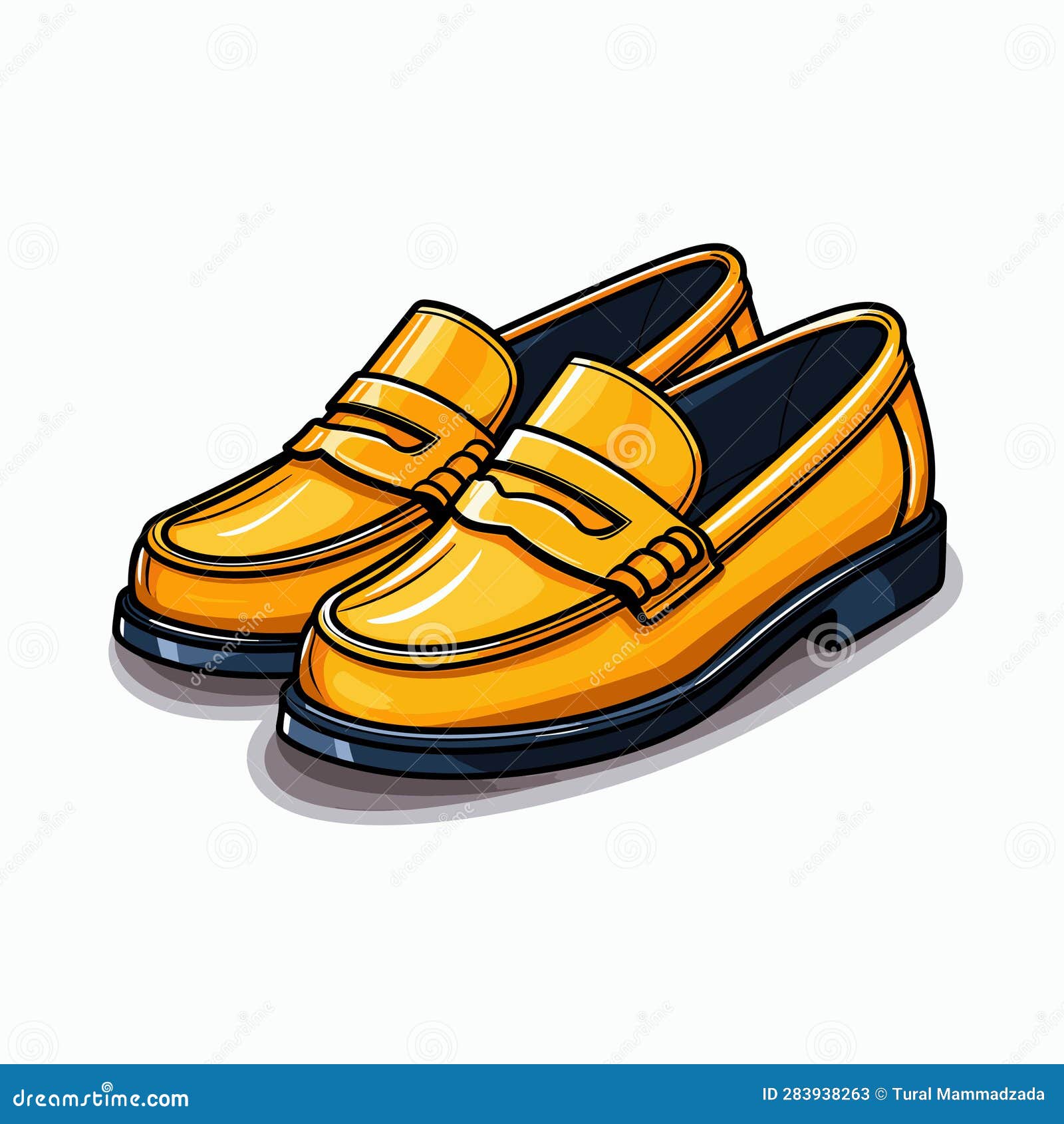 Vector of a Pair of Yellow Shoes on a White Background Stock Vector ...