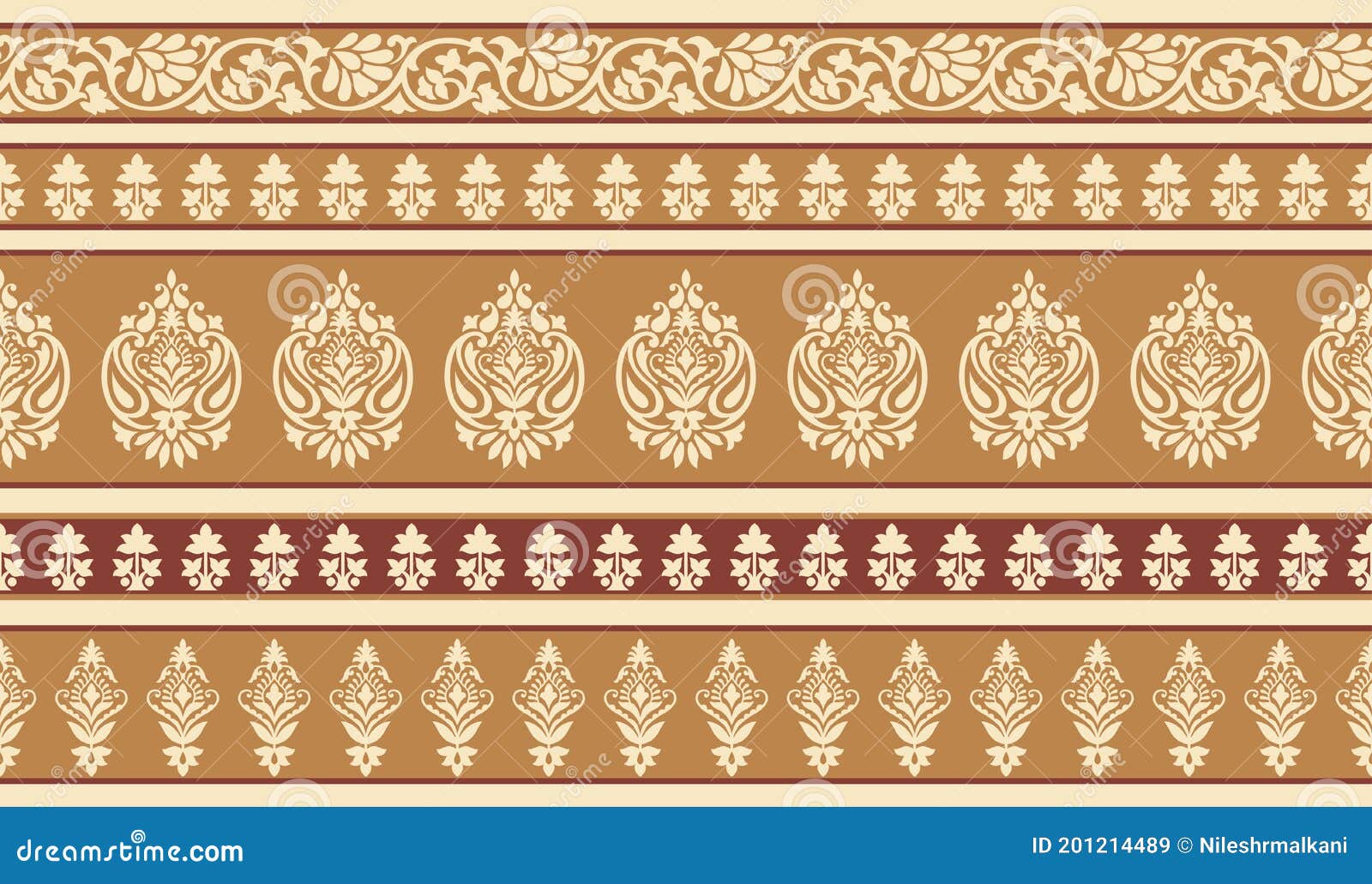 Vector Paisley Border Design with Flower Stock Vector - Illustration of ...