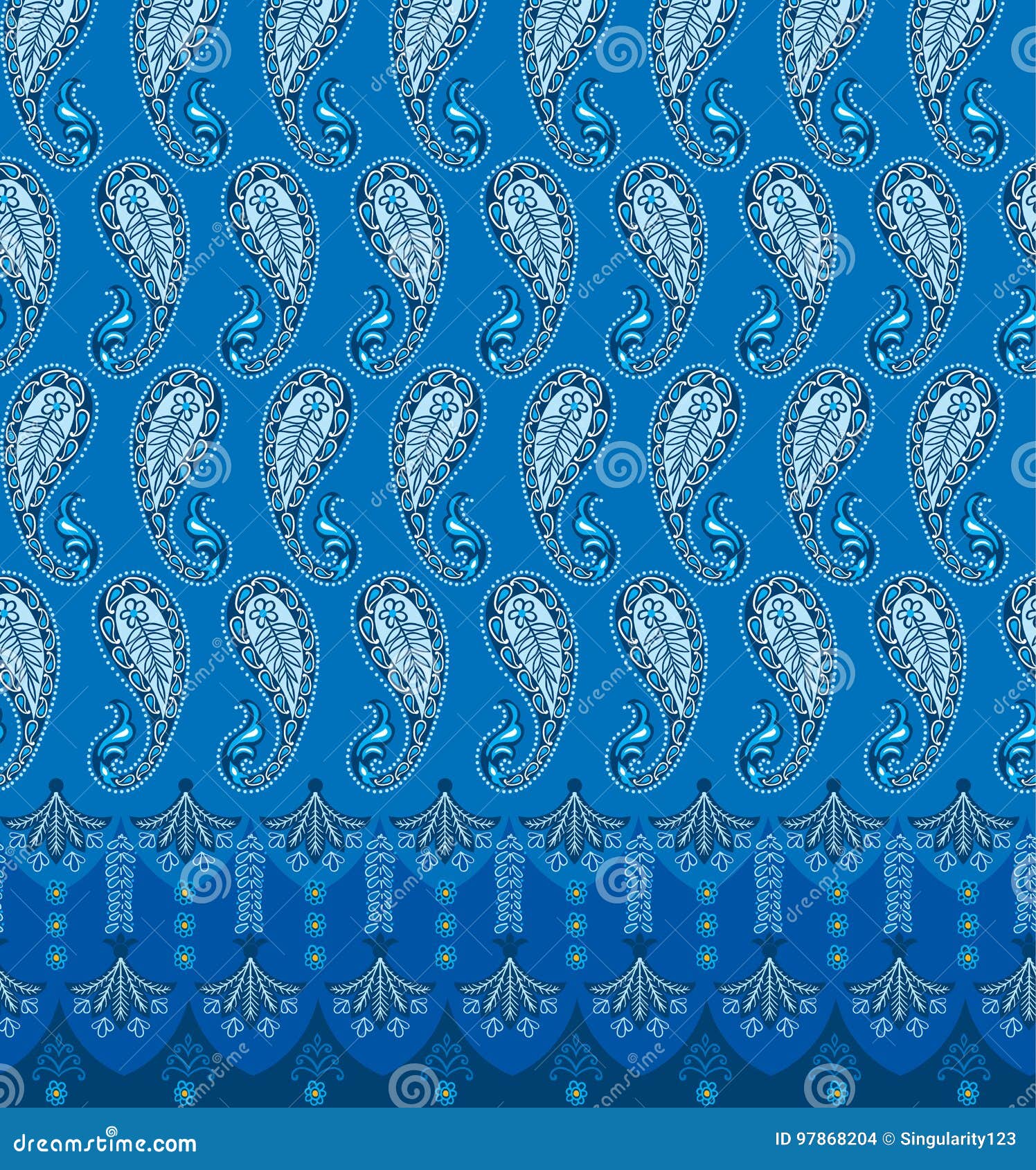 Vector Paisley Border Seamless Pattern Stock Vector - Illustration of ...