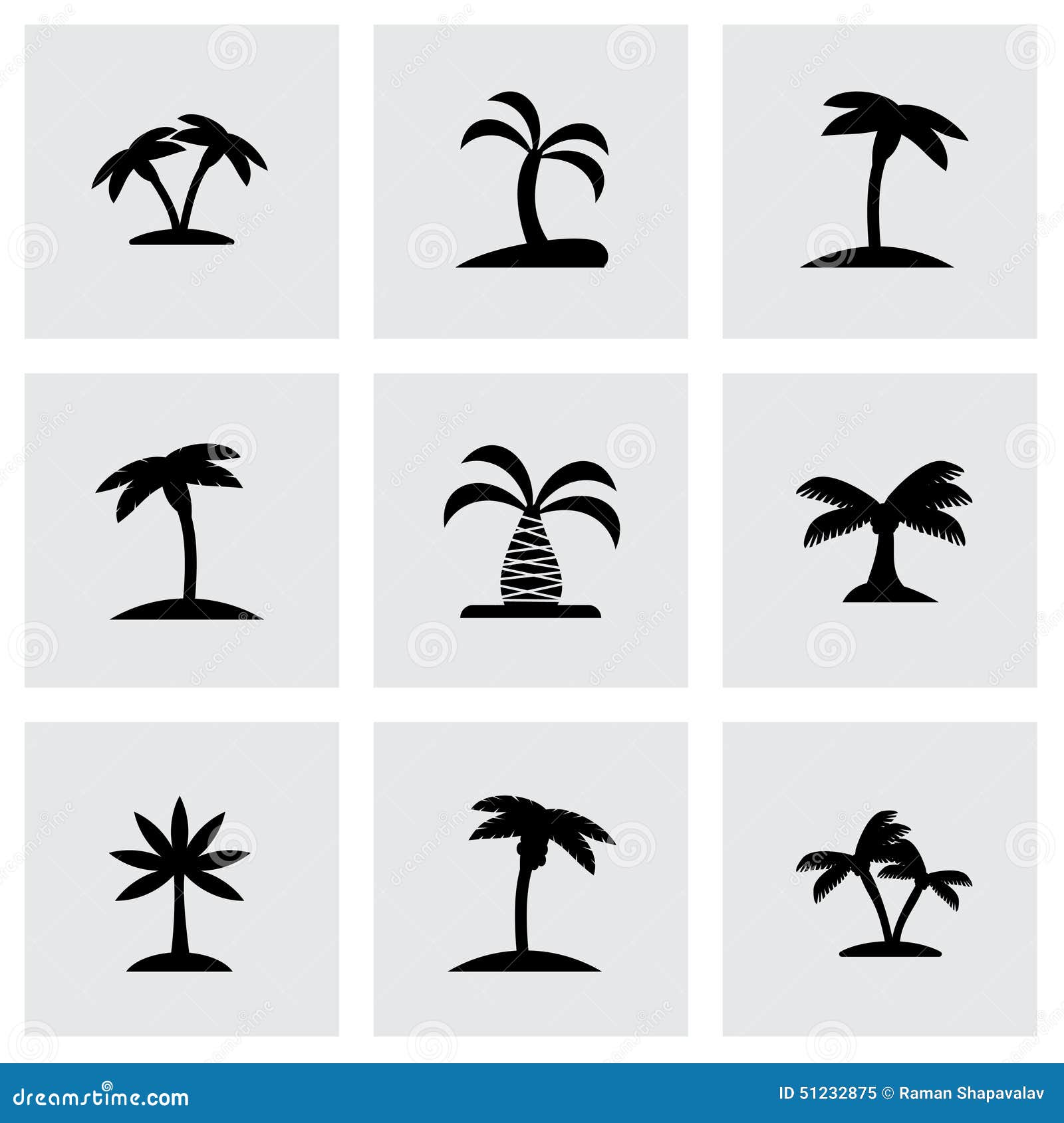 Vector palm icon set stock vector. Illustration of foliage - 51232875