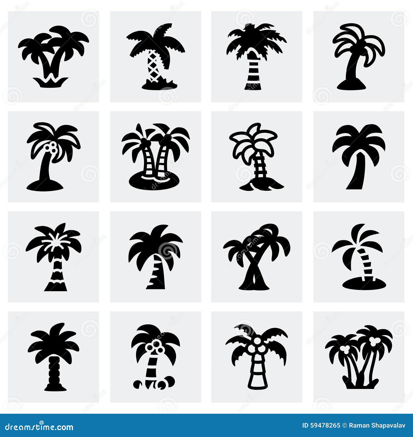 Vector Palm icon set stock vector. Illustration of tropical - 59478265