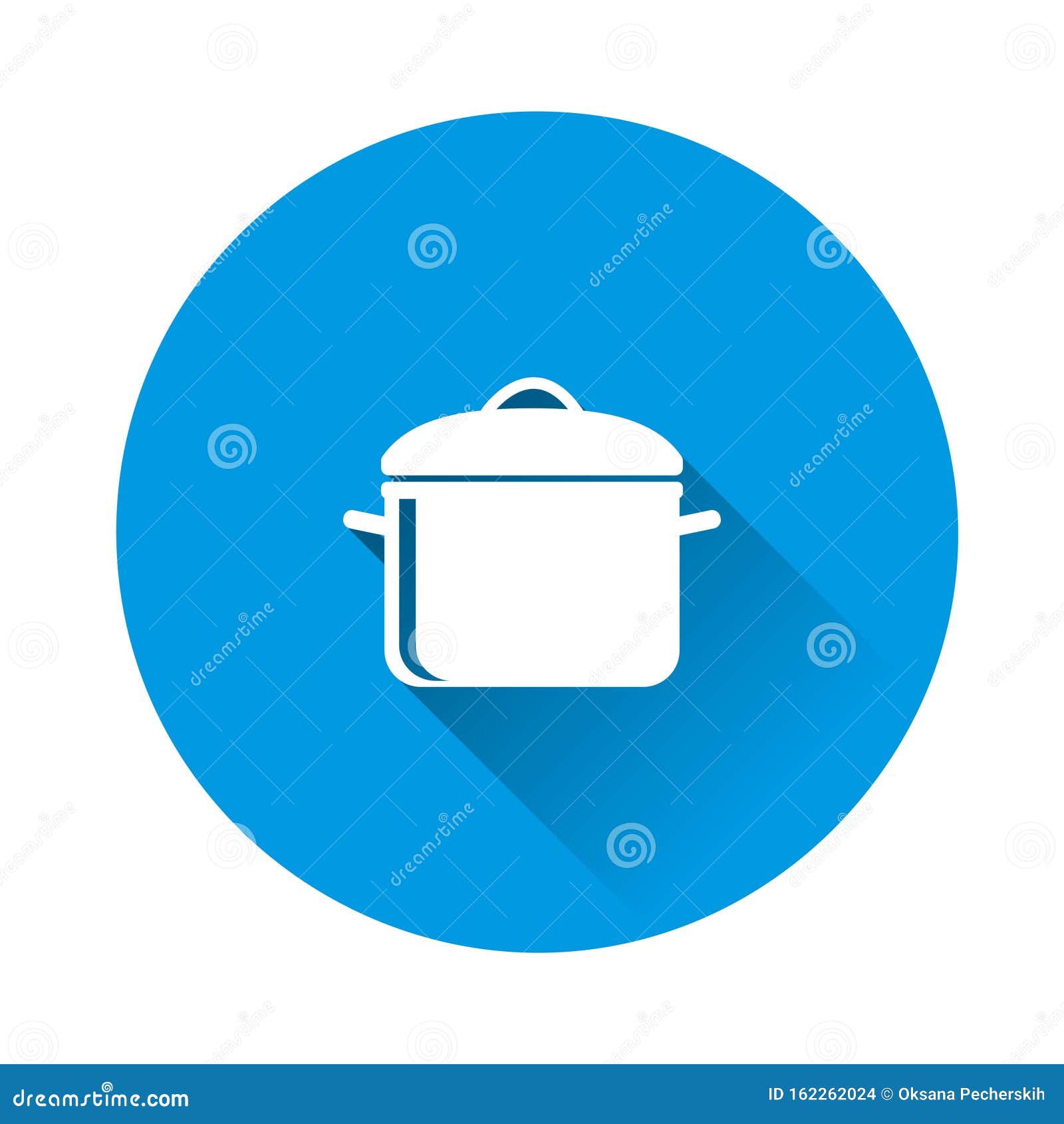 Vector Pan Icon. Cooking Symbol on Blue Background Stock Vector ...