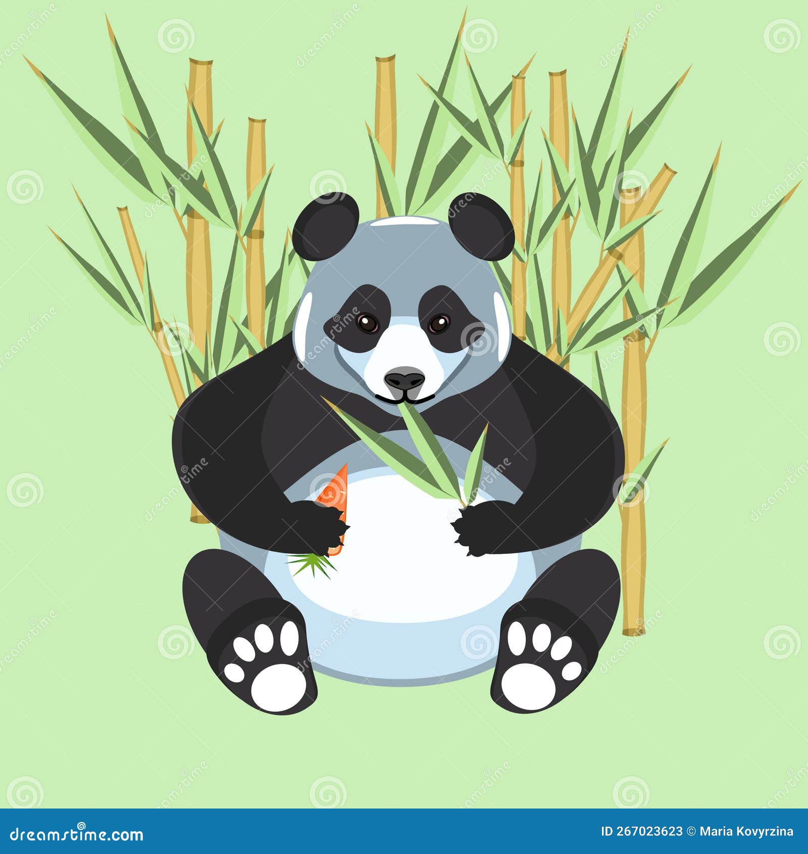 Vector Panda with Bamboo and Carrot Stock Vector - Illustration of ...