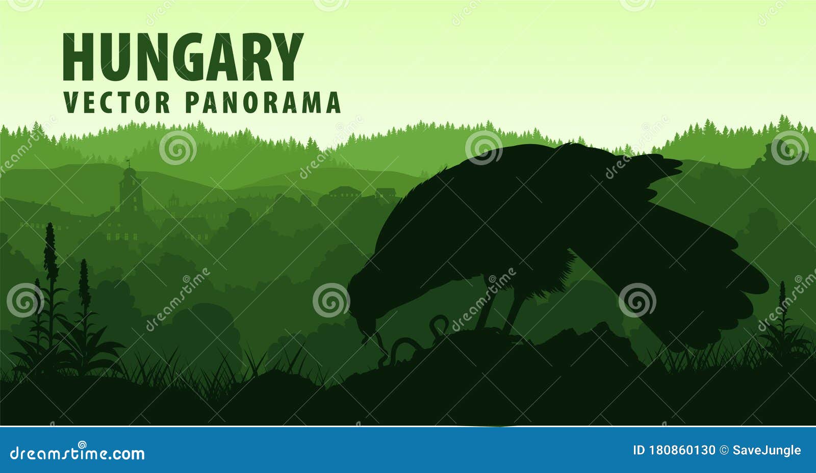 Vector Panorama of Hungary with Turul Eagle Stock Vector - Illustration ...