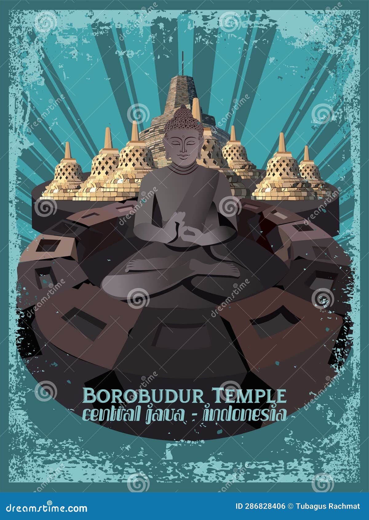 Vector Panoramic Design of Borobudur Temple Stock Illustration ...