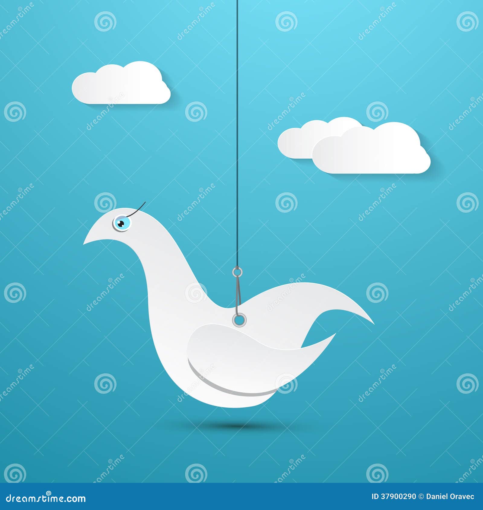 Vector Paper Bird Hang on Rope Stock Vector - Illustration of origami ...