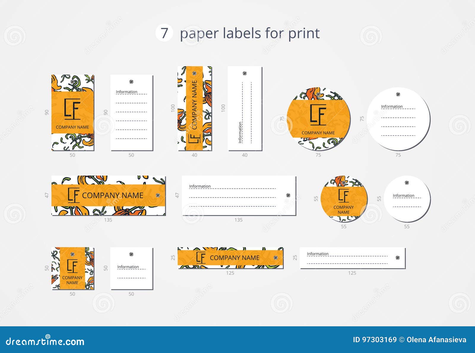 Vector Paper Clothing Labels for Print with Pattern Lilies Stock Vector ...