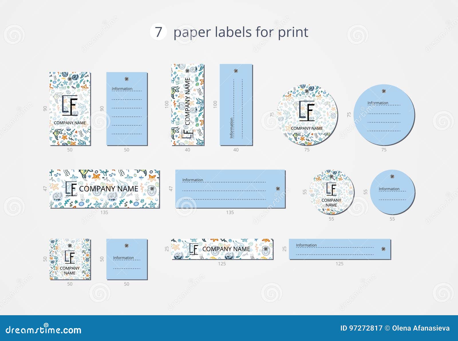 Vector Paper Clothing Labels for Print with Pattern Ocean Stock Vector ...