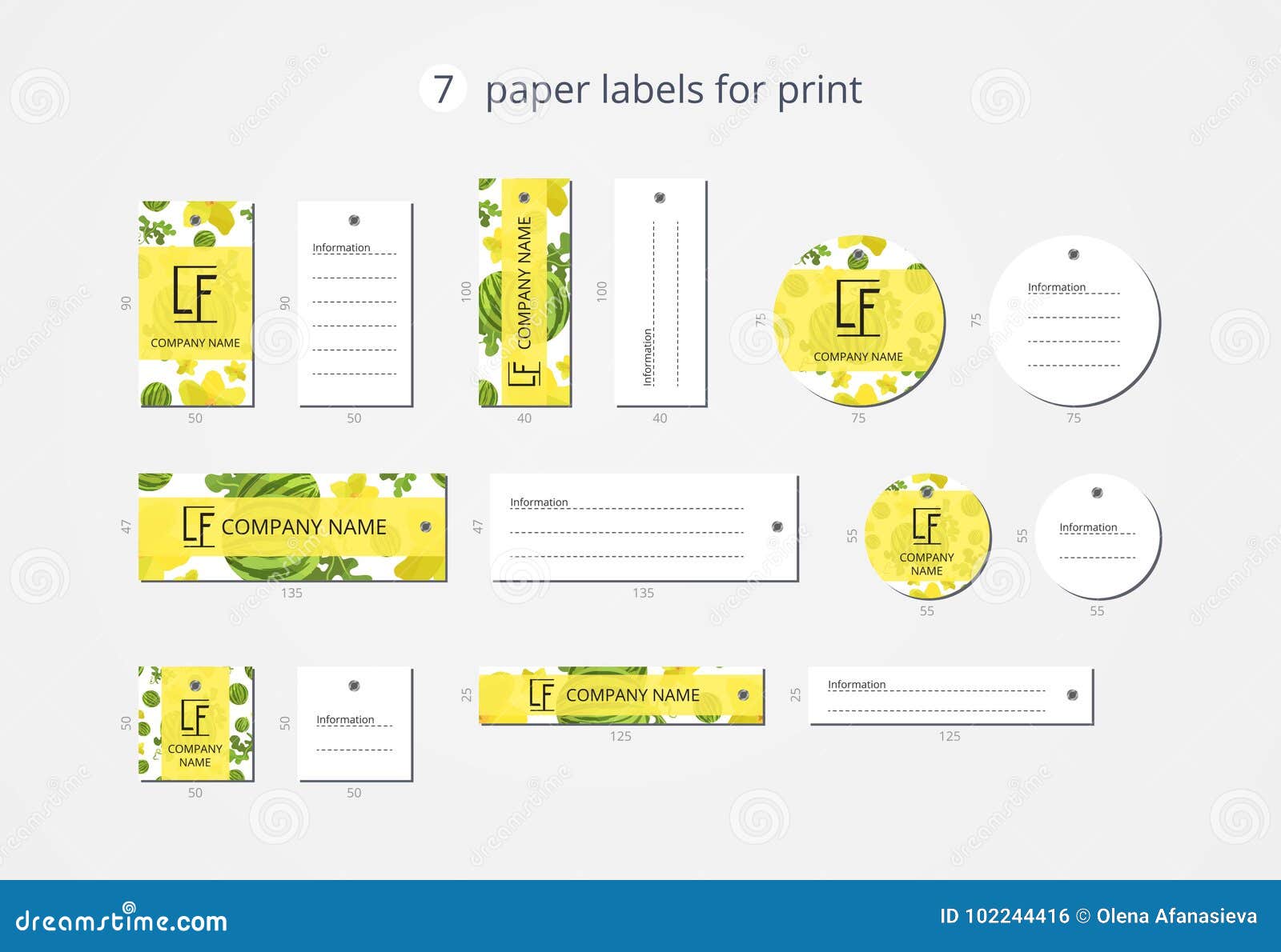 Vector Paper Clothing Labels for Print with Pattern Watermelon and ...