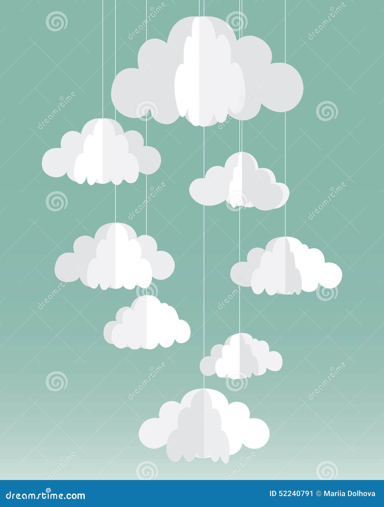 Vector paper clouds card stock vector. Illustration of cartoon - 52240791