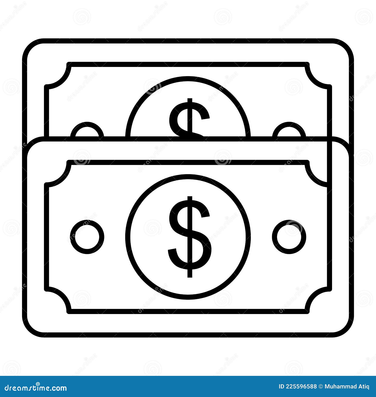 Vector Paper Currencies Outline Icon Design Stock Vector - Illustration ...