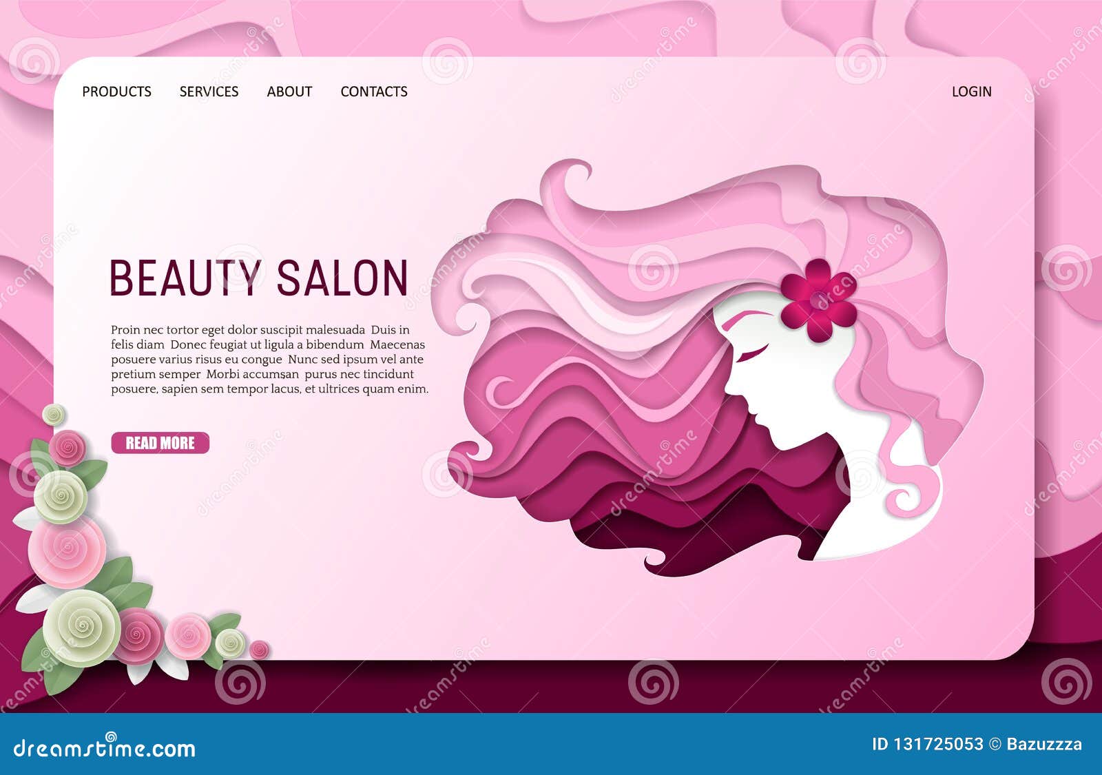 Vector Paper Cut Beauty Salon Landing Page Website Template Stock ... Vector Paper Cut Beauty Salon Landing Page Website Template Stock ...
