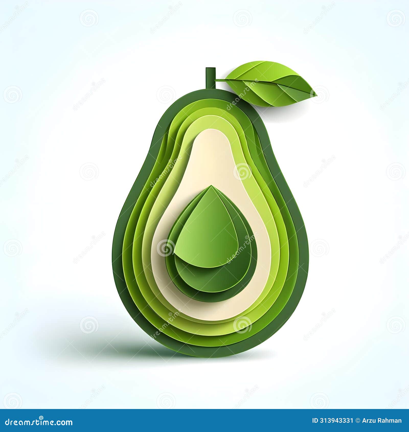 Vector Paper Cut Green Avocado Fruit, Cut Shapes. 3D Stock Illustration ...