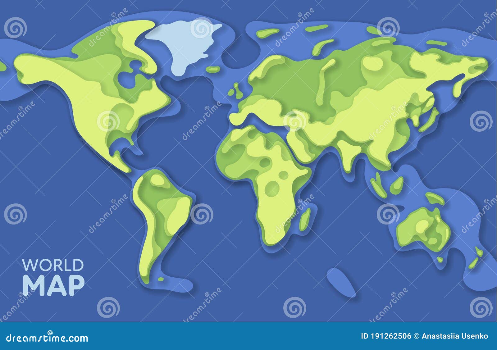 Vector Paper Earth World Map. Modern Style 3d Color Illustration of ...
