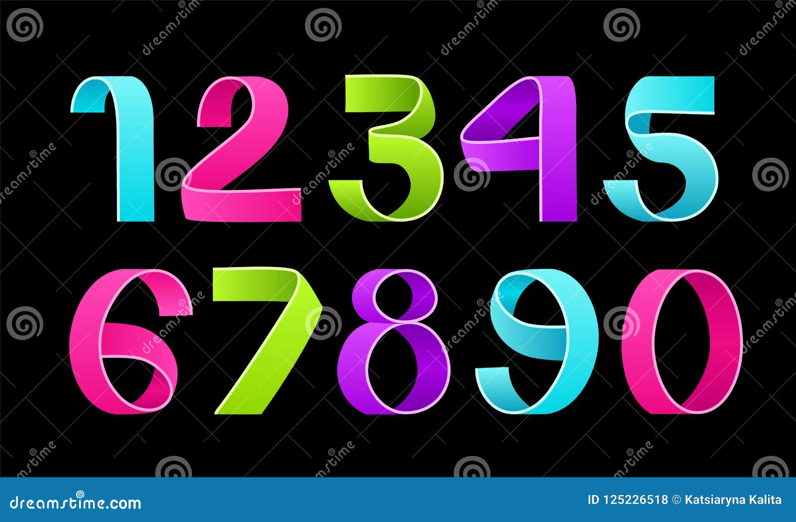 Vector of Paper Folding Numbers. Color Ribbon Script Font Stock Vector ... Vector of Paper Folding Numbers. Color Ribbon Script Font Stock Vector ...