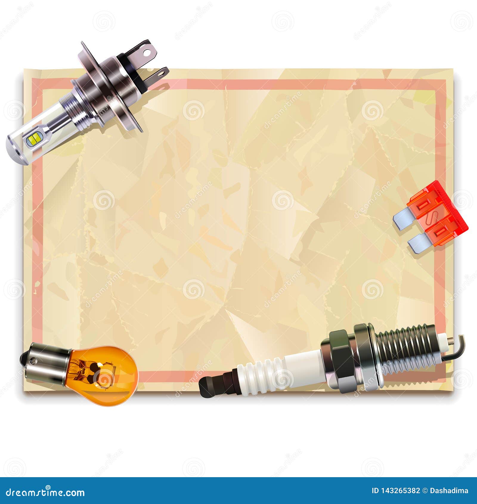 Vector Paper Frame with Car Parts Stock Vector - Illustration of ...