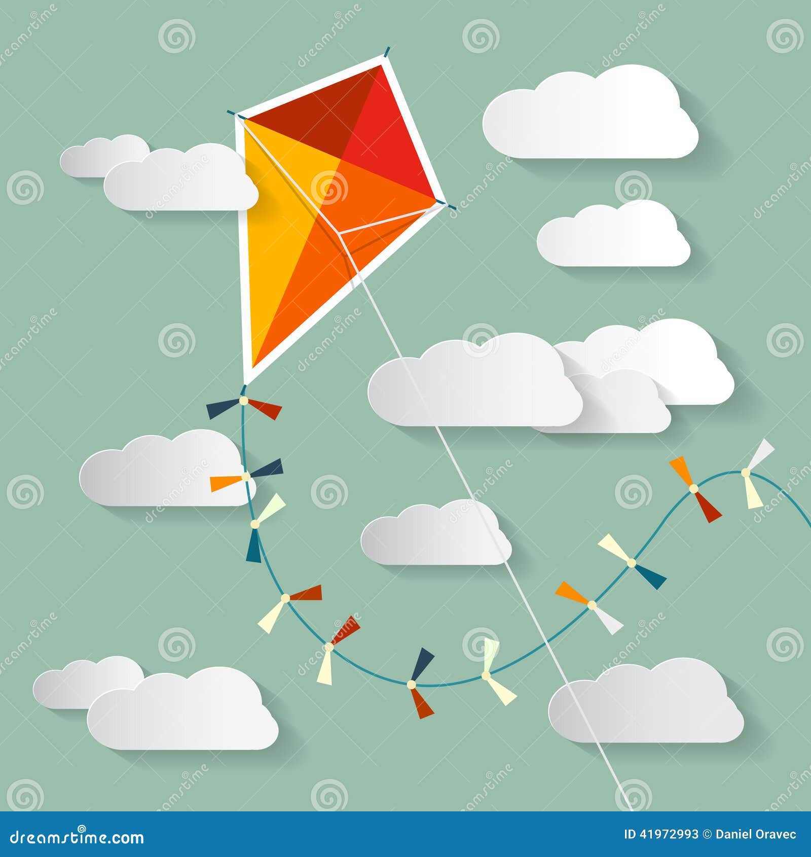 Vector Paper Kite on Sky stock vector. Illustration of yellow - 41972993