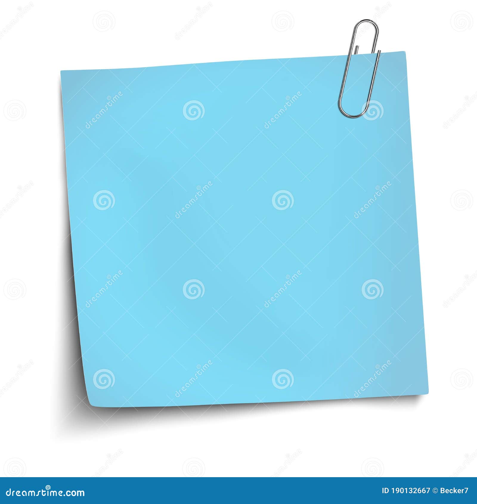 Vector Paper Mockup of Blue Note Attached by Metallic Paper Clip To ...