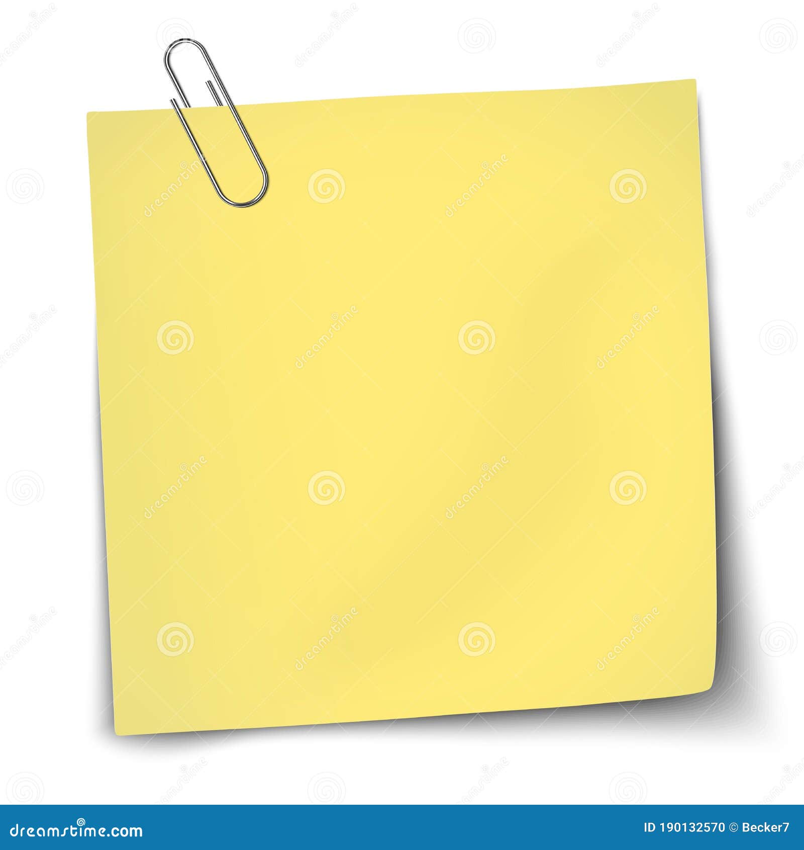 Vector Paper Mockup of Yellow Note Attached by Metallic Paper Clip ...