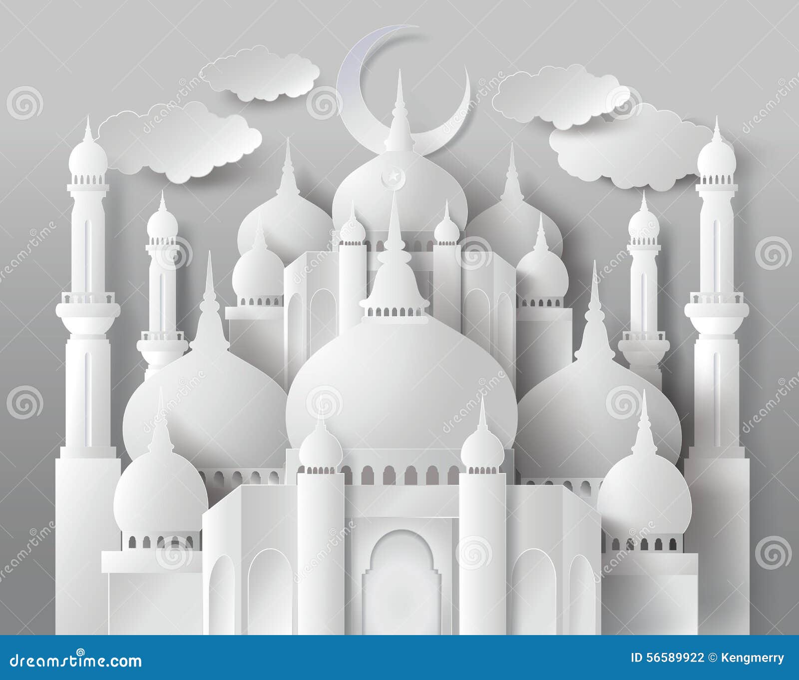 Vector of paper Mosque. stock vector. Illustration of paper - 56589922