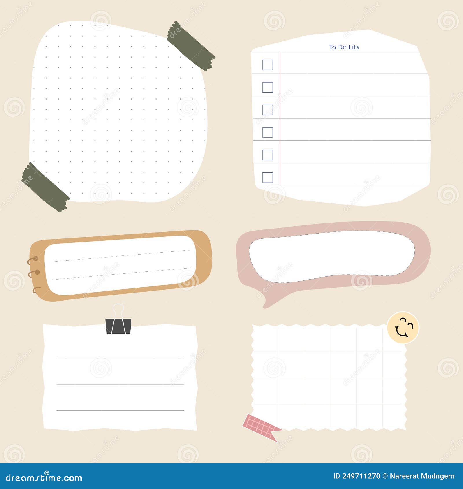 Vector paper notes stock vector. Illustration of tape - 249711270