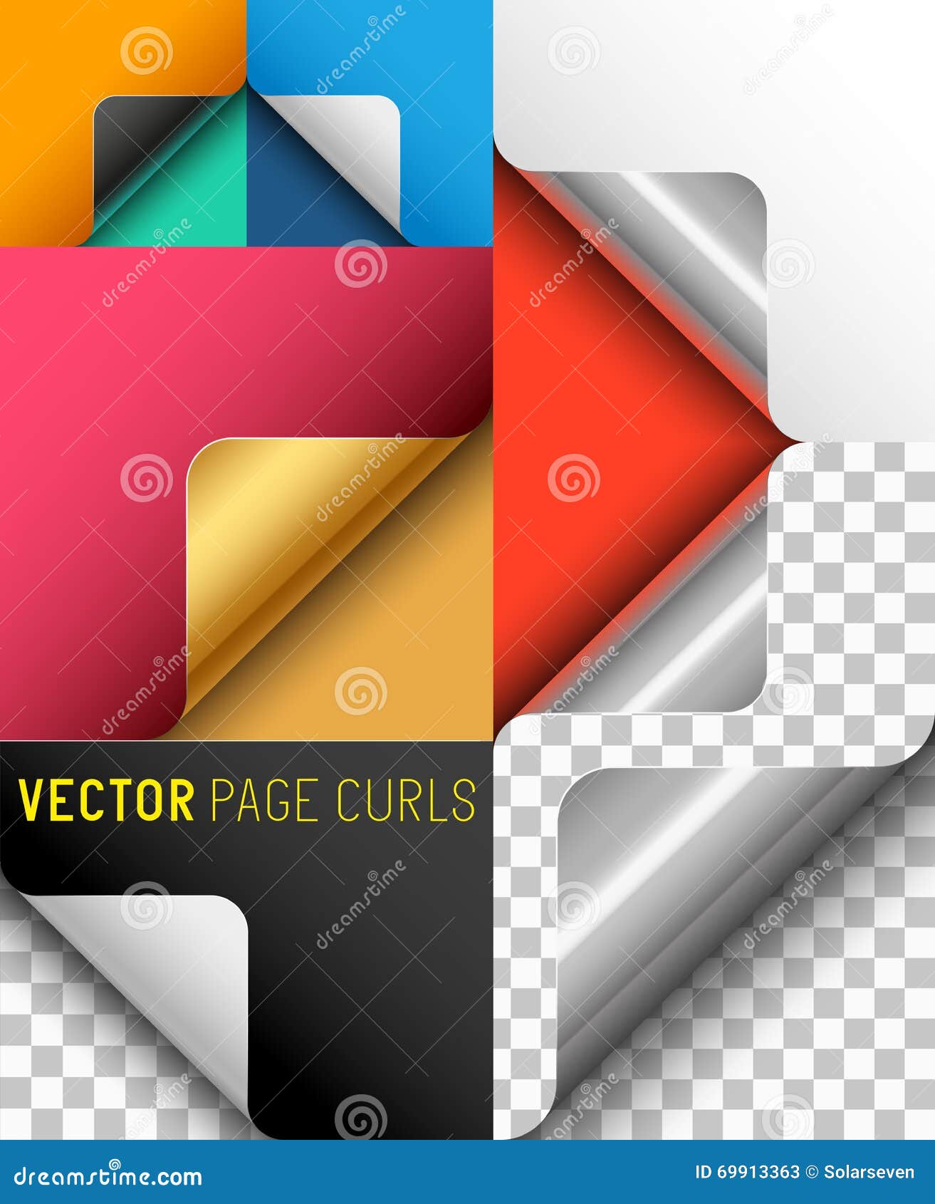 Vector Paper Page Curl Set stock vector. Illustration of label - 69913363