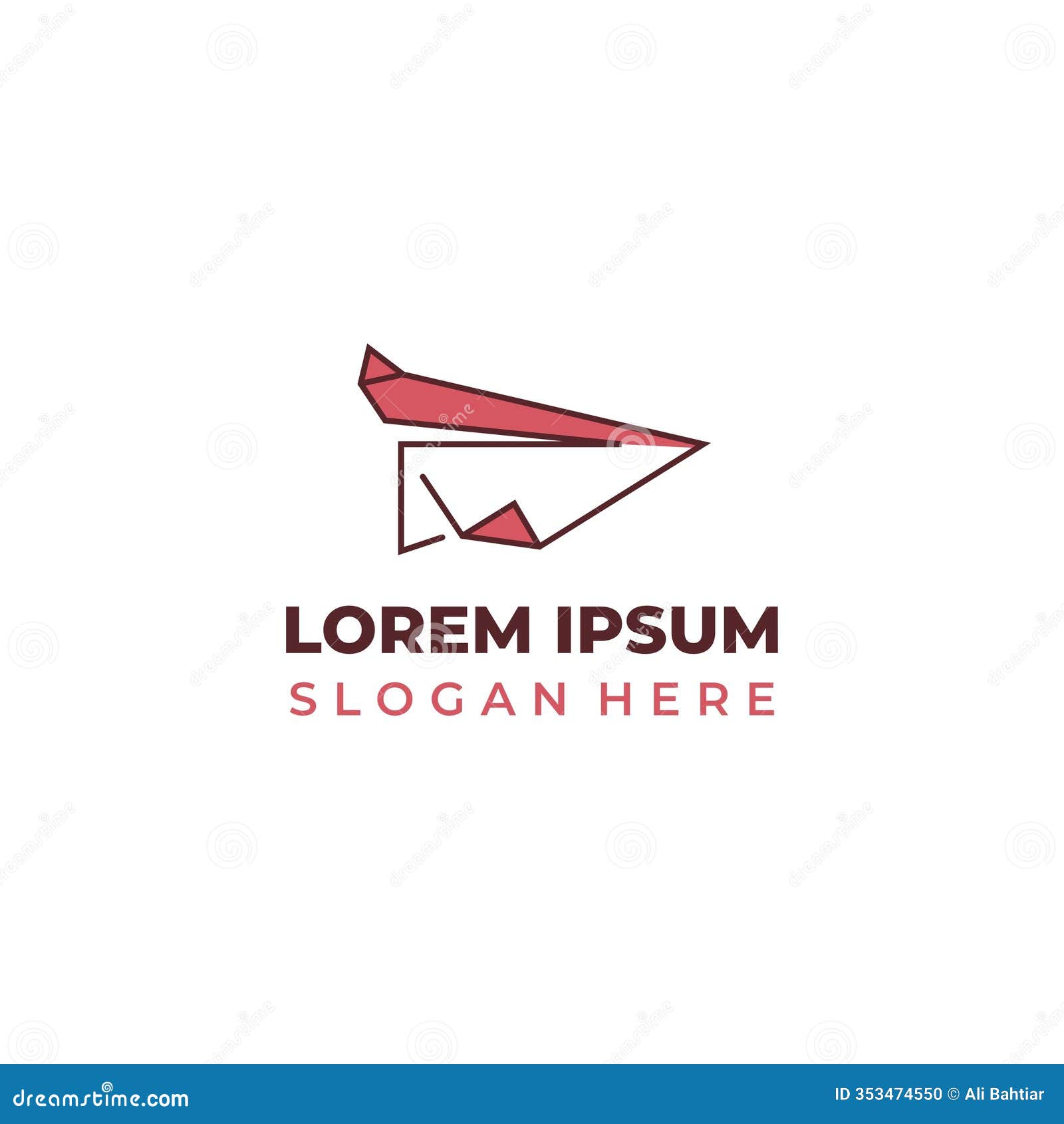 Vector Paper Plane Logo, Semi-linear Style in Red Stock Illustration ...