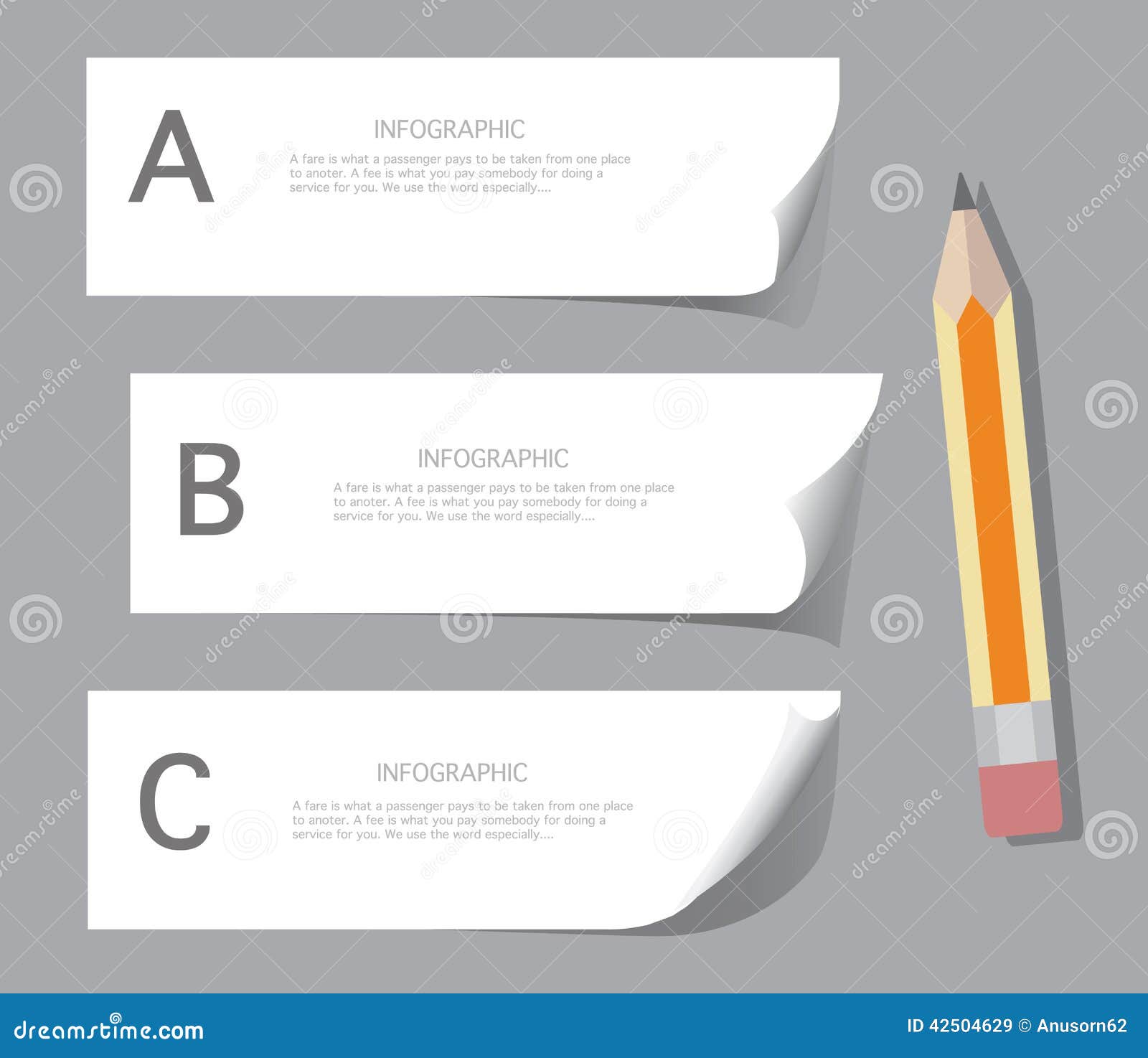 Vector Paper Progress Steps with Pencils Stock Illustration ...