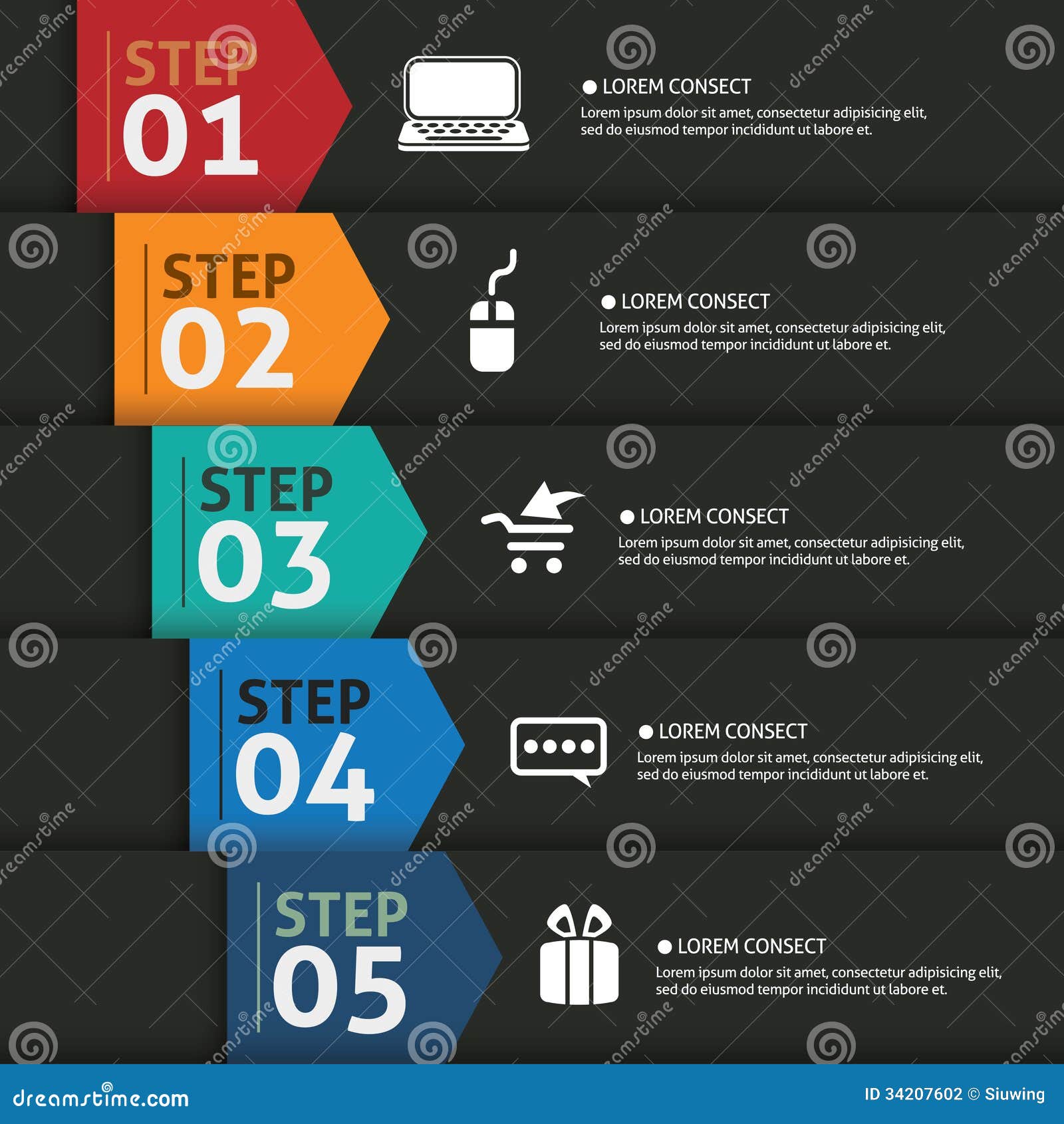 Vector Paper Progress Steps for Tutoria Stock Vector - Illustration of ...