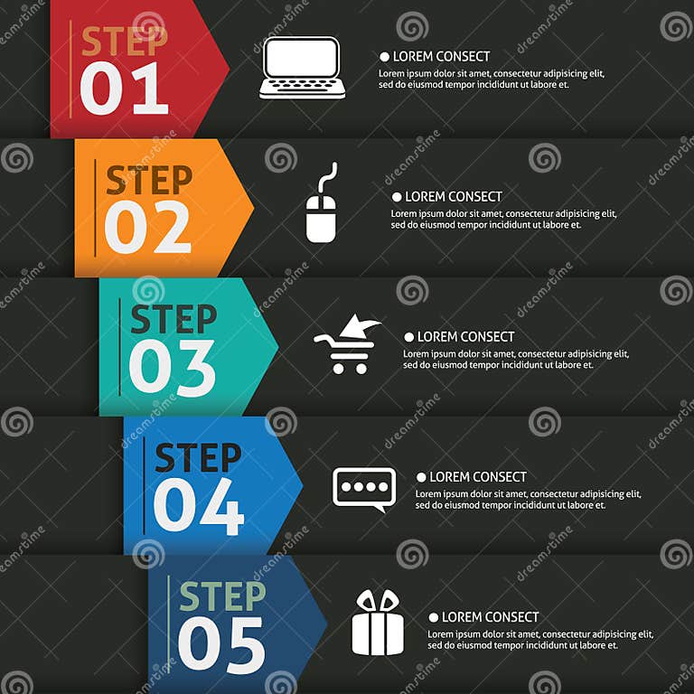 Vector Paper Progress Steps for Tutoria Stock Vector - Illustration of ...