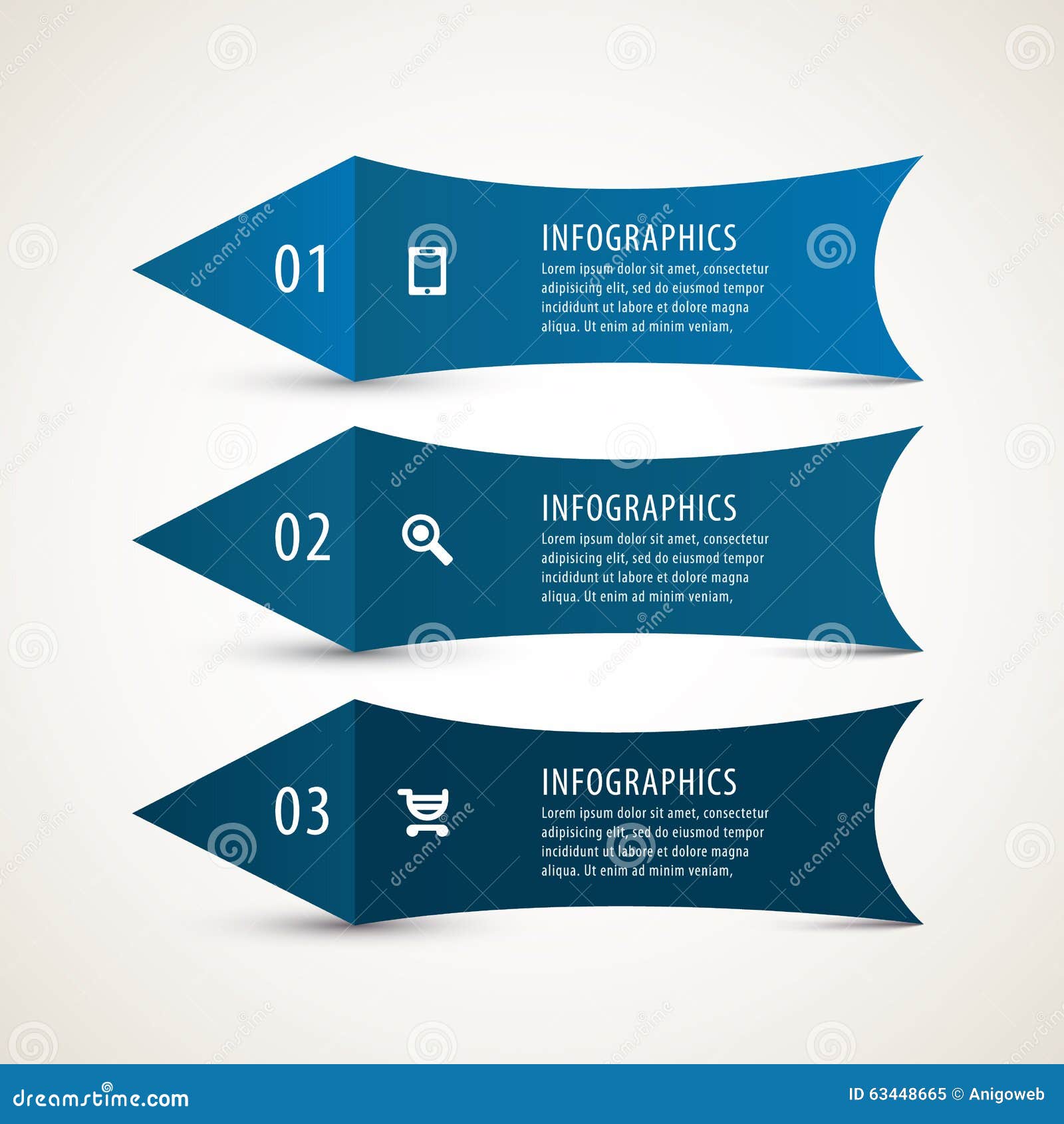 Vector Paper Progress Steps Stock Vector Illustration Of Menu Blue