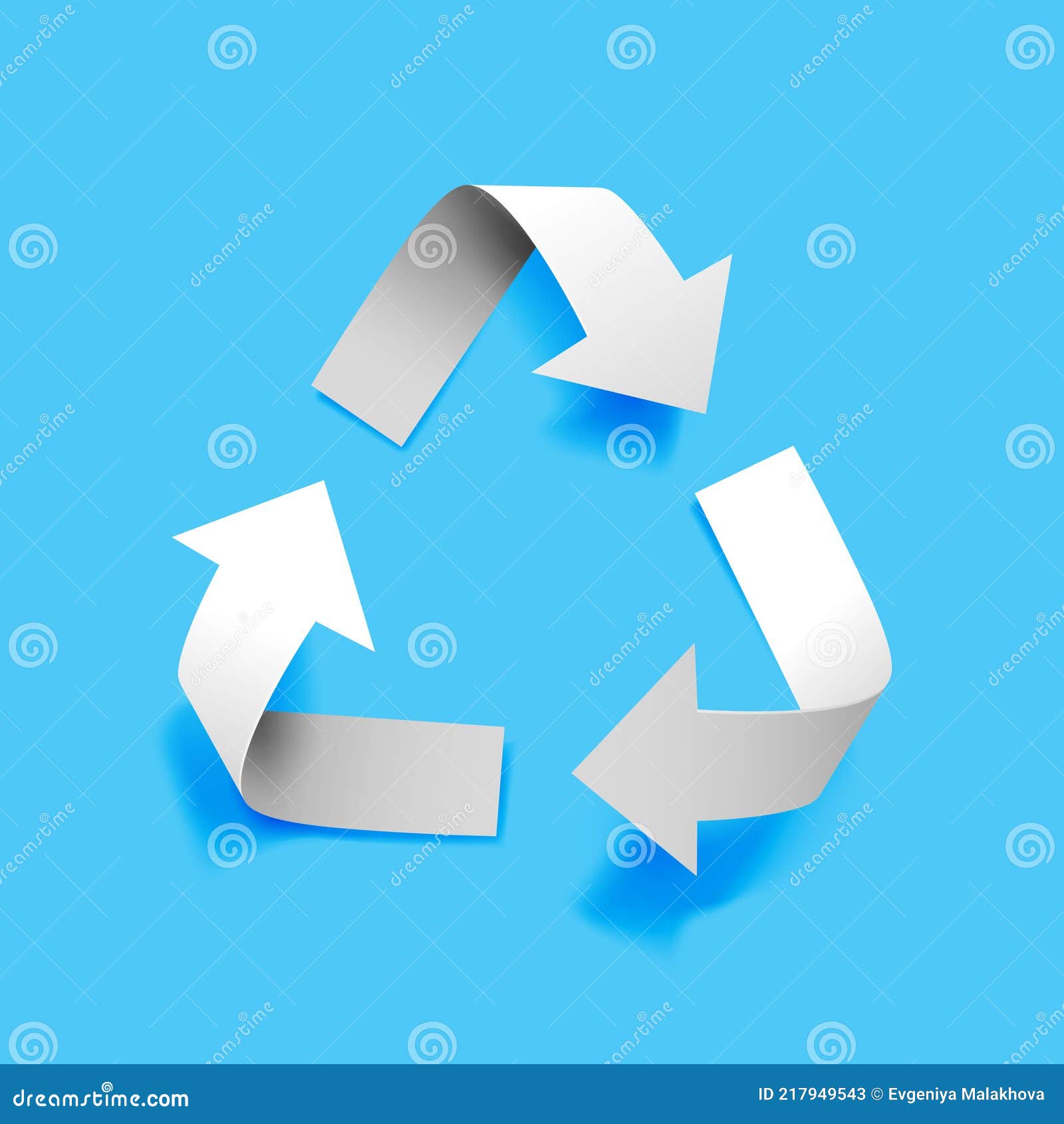 Vector Paper Recycling Symbol On Blue Background For Eco Aware Design ...