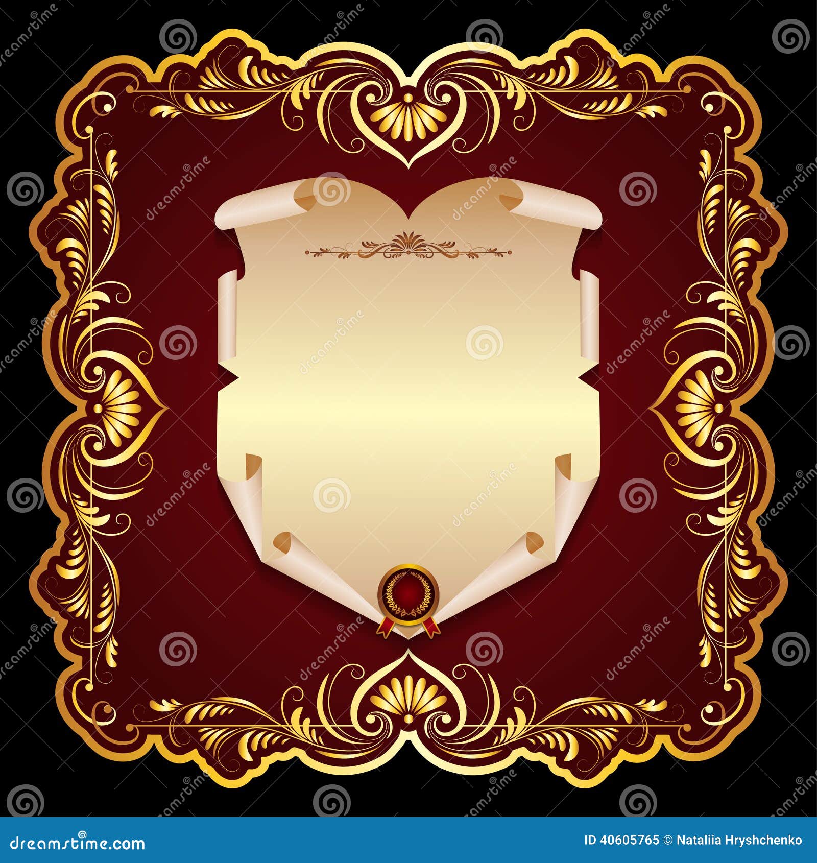 Vector Paper Scroll with Vintage Frame Stock Vector - Illustration of ...