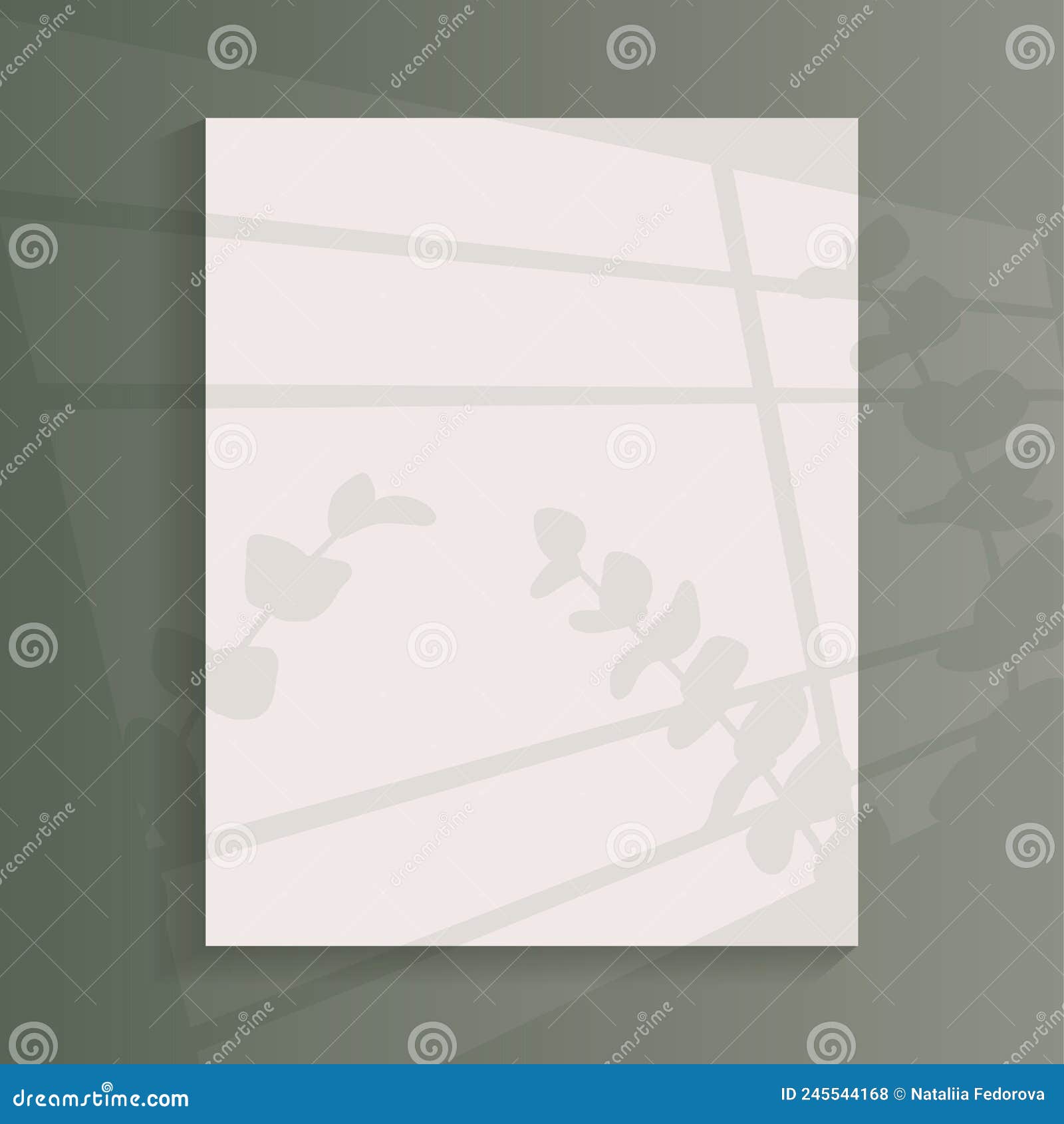 Rectangular Poster Mockup with Realistic Shadows Overlays Leaves on ...