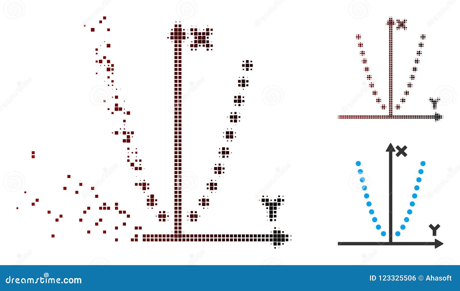 Dissolved Pixel Halftone Parabole Plot Icon Vector Illustration ... Dissolved Pixel Halftone Parabole Plot Icon Vector Illustration ...