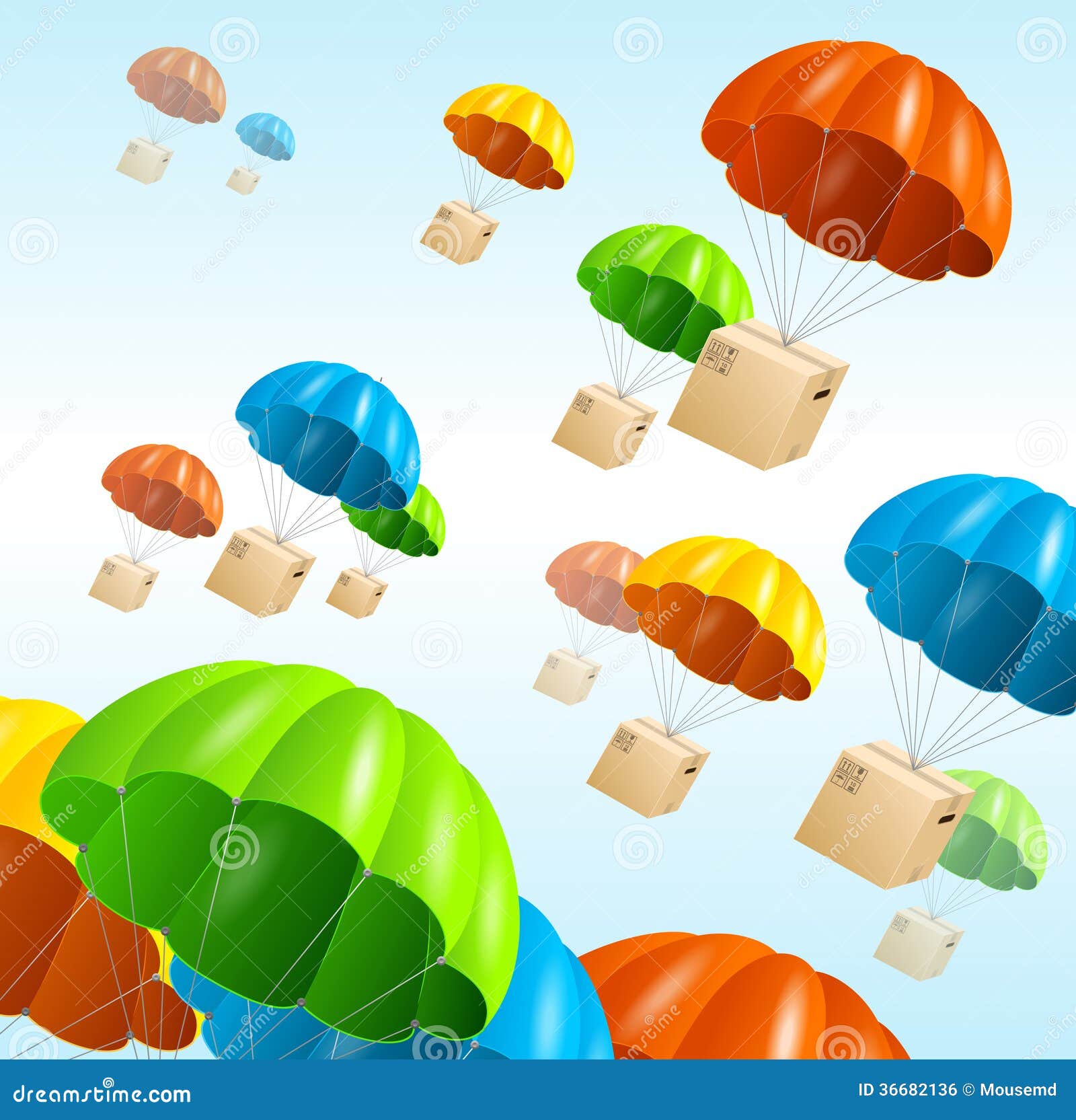 Vector Parachute Background. Air Shipping Concept | CartoonDealer.com ...