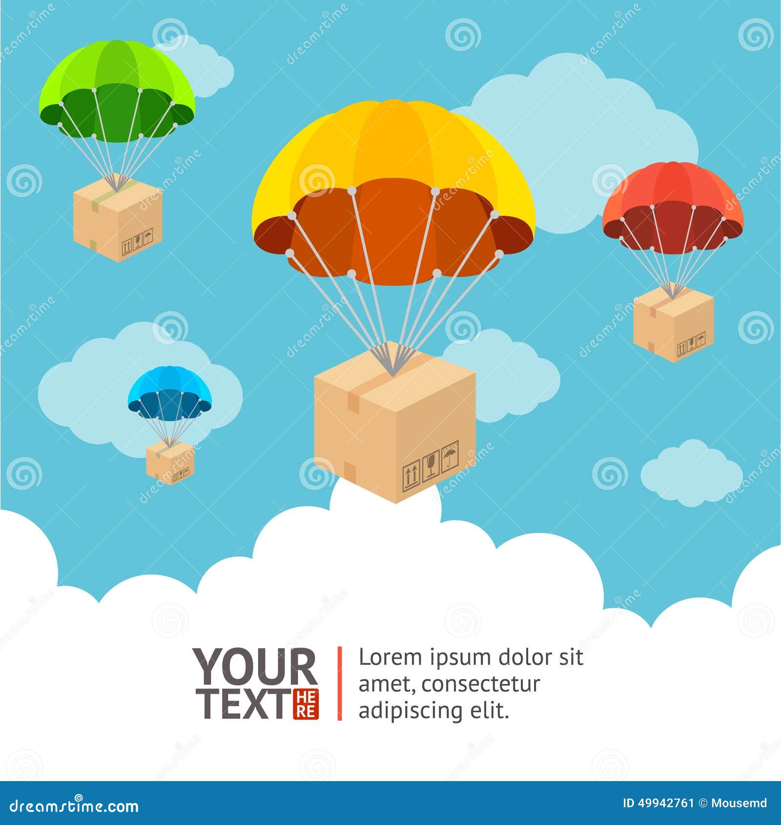 Vector parachute card stock vector. Illustration of postal - 49942761