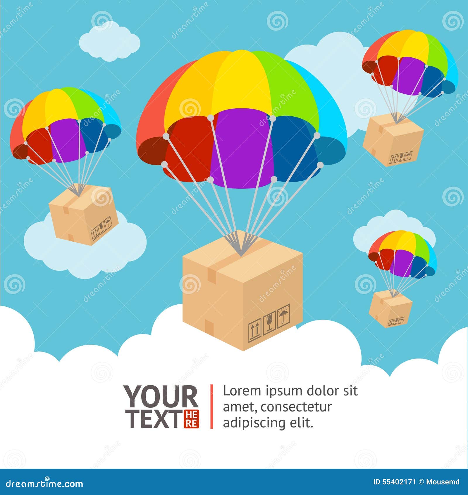 Vector Parachute Delivery Card Stock Vector - Illustration of moving ...