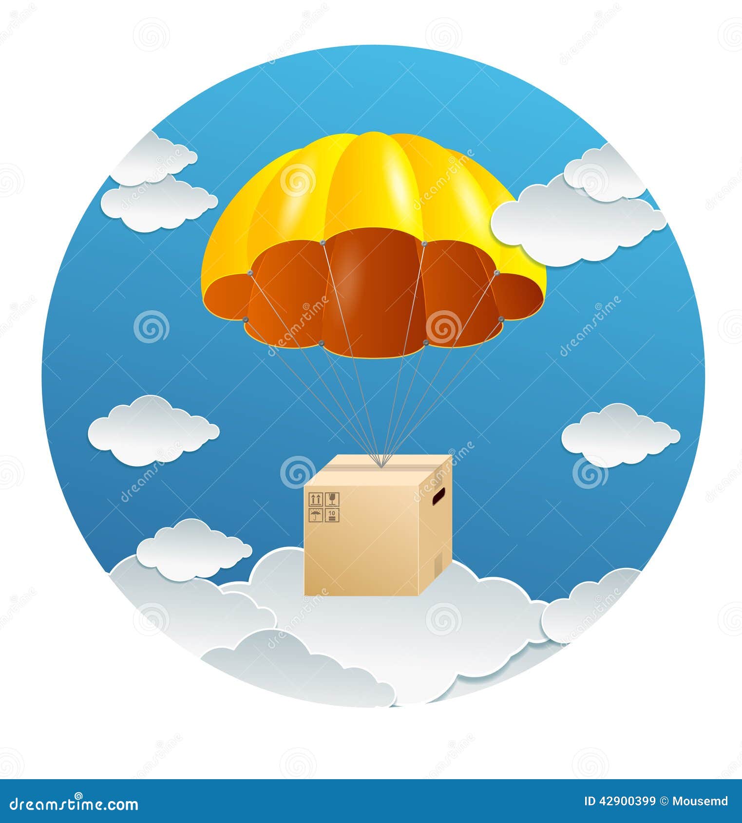 Vector Parachute with a Gift Box Stock Vector - Illustration of clouds ...