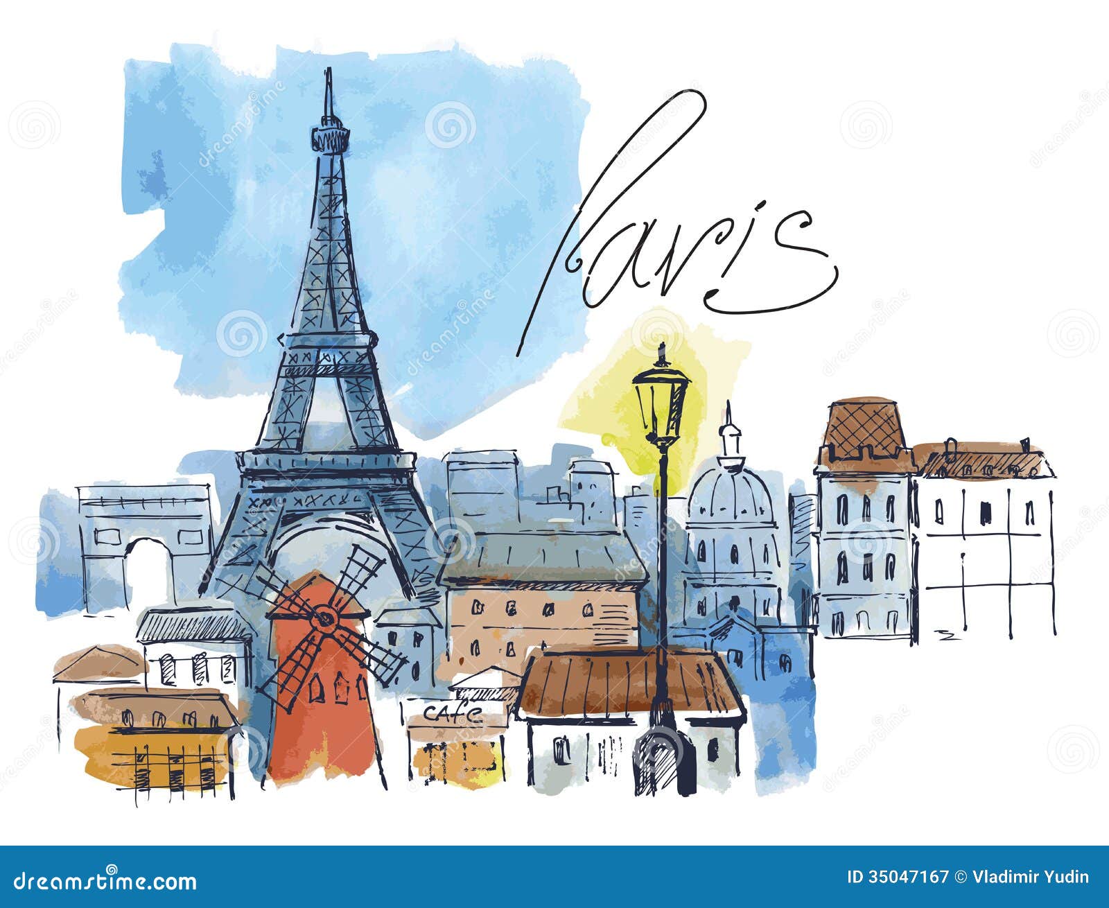 Vector paris stock vector. Illustration of modern, tower - 35047167