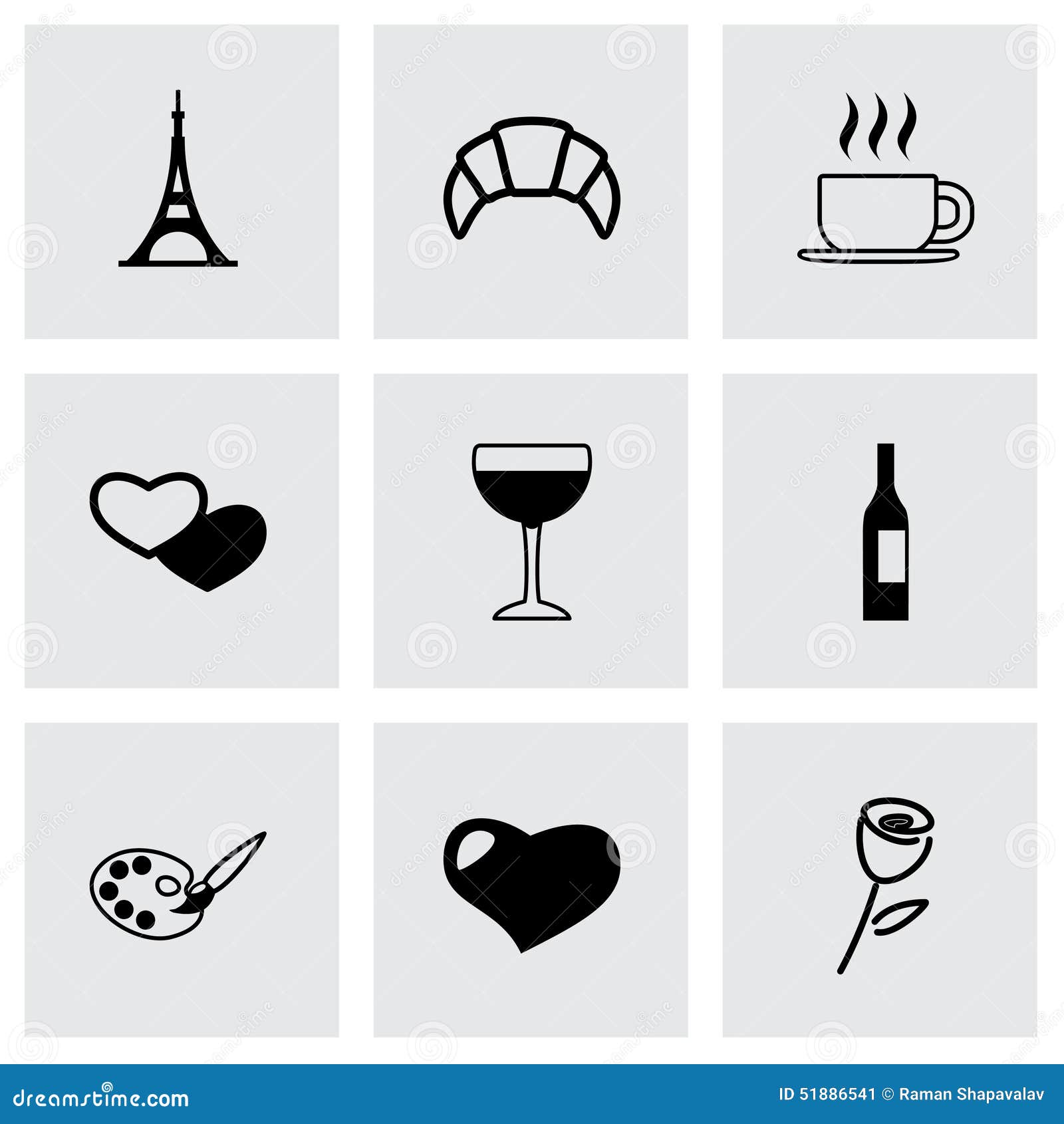 Vector paris icon set stock vector. Illustration of croissant - 51886541