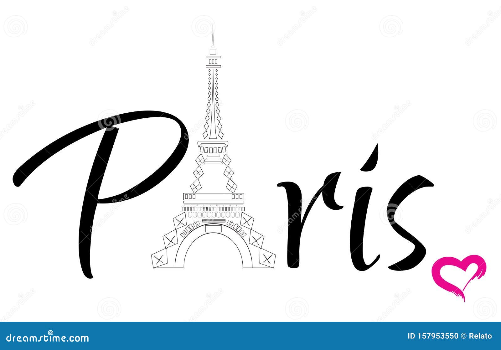 Vector Paris Texte Avec Tour Eiffel Illustration de Vecteur ...