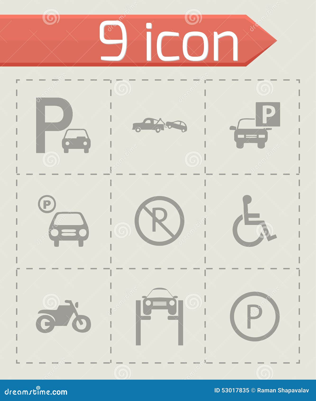 Vector parking icons set stock vector. Illustration of pictogram - 53017835